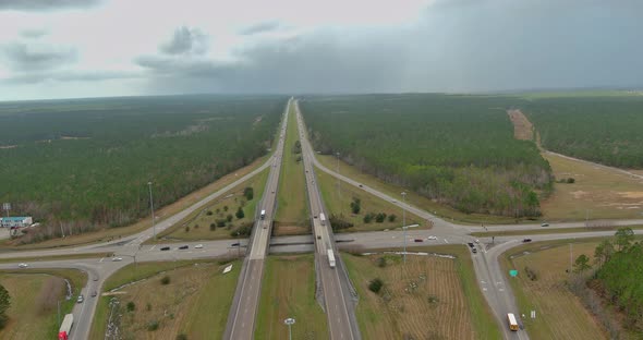 Road Aerial Top View of I10 Interstate Federal Highway Intersection in ...