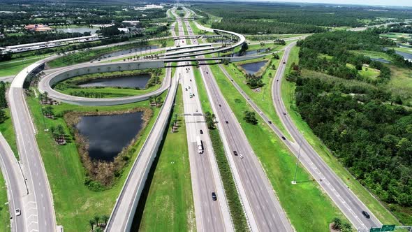 Traffic flows on Florida Interstate 4 in Kissimmee., Stock Footage