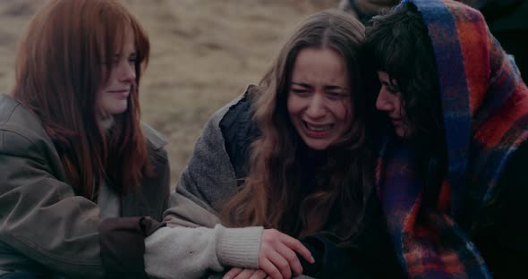 Sad Refugees Crying In Forest During War Crisis, Stock Footage | VideoHive