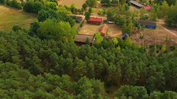Maurzyce wooden architecture heritage park, antique building in open ...