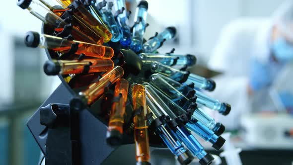 Test tube rotator in laboratory 4k, Stock Footage | VideoHive