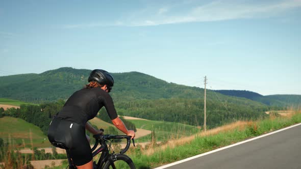 Cycling in mountains on sunset, Stock Footage | VideoHive