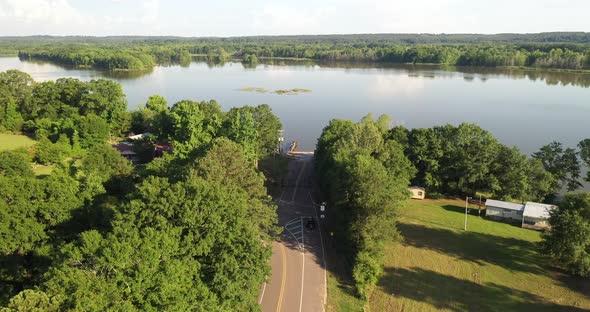 Alabama River in Boykin, Alabama with drone video moving forward wide ...