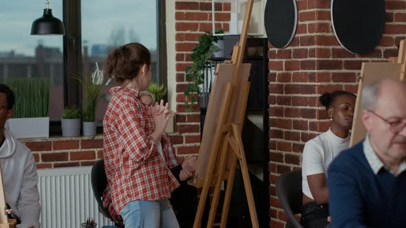 Young Artist Looking at People Drawing Sketch in Art Class Program ...