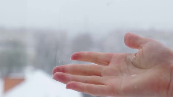 Slow Motion of Snow Falling Into Female Hand, Stock Footage | VideoHive