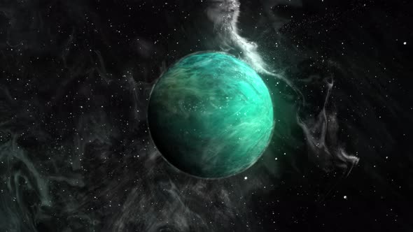 Fantastic turquoise planet shrouded in haze, Motion Graphics | VideoHive