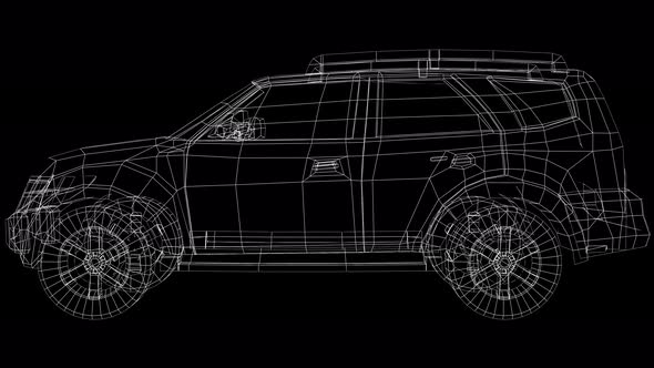 Low Poly 3D Car Suv Wireframe, Motion Graphics | VideoHive