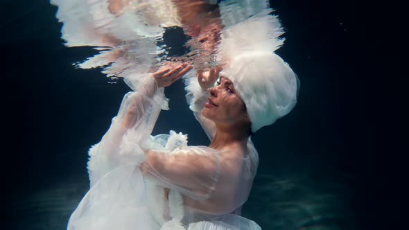 Underwater Fantasy with Fabulous Fairy Lady in White Gown Woman is ...
