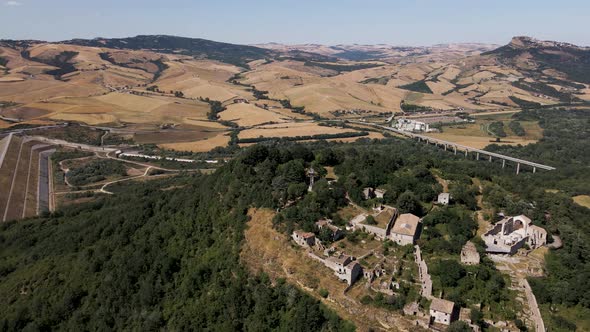 Aerial view of Conza della Campania, Irpinia, Italy., Stock Footage