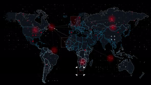 World Map With Hud Elements, Motion Graphics | VideoHive