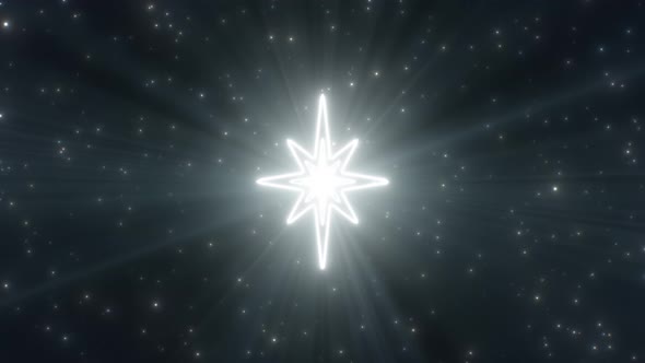 Northern Star Shape in Night Sky Christmas Winter Neon Lights Tunnel ...