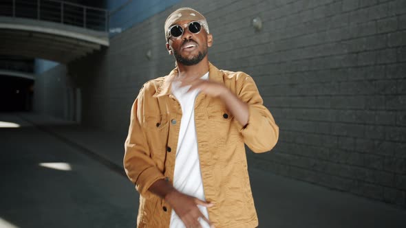 African American Rap Singer Dancing and Gesturing Singing Performing ...