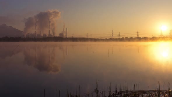 Air pollution over coal power plant., Stock Footage | VideoHive