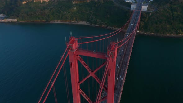 Drone Flying Over Bridge Pillar and Camera Tilting Down, Stock Footage