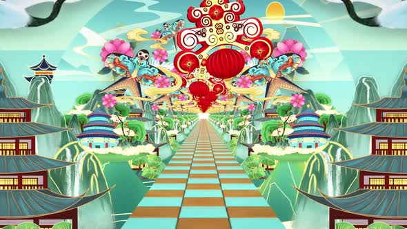 Chinese Traditional Stage Background Painting Motion Graphic, Motion ...