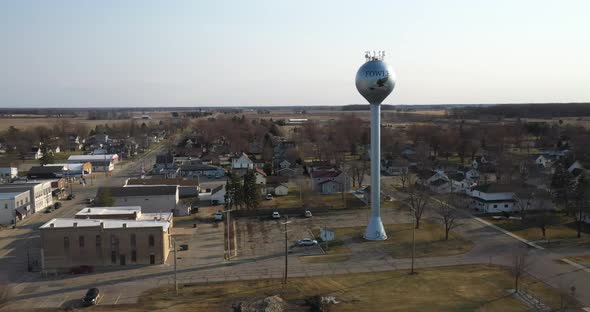 Downtown Fowler Michigan drone video flying sideways., Stock Footage