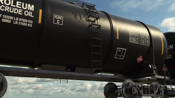 Petroleum Freight Train Transportation Crude Oil on Railroad, Motion ...