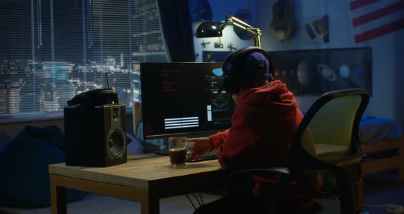 Programmer Boy Coding on His Computer, Stock Footage | VideoHive