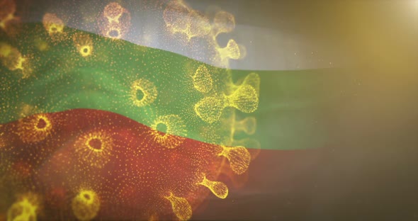 Bulgaria Flag With Corona Virus Bacteria , Motion Graphics | VideoHive
