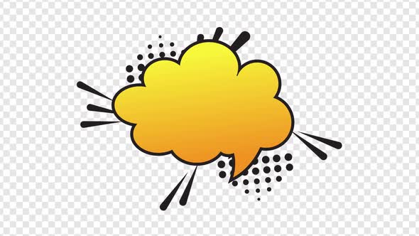 Yellow Comic Burst Bubble Call Out Text Popup Animation v2, Motion Graphics