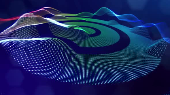 Blue High Tech Bg with Glow Particles Form Complex Stripe Structure ...