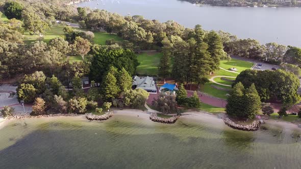 Point Walter Reserve Aerial Tilt Up To Reveal Swan River And Fremantle ...