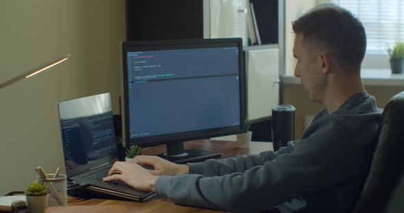 Man Coding Html and Programming on Screen Monitors, Development Web ...