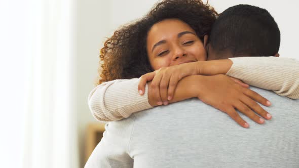 Happy African American Couple Hugging at Home, Stock Footage | VideoHive