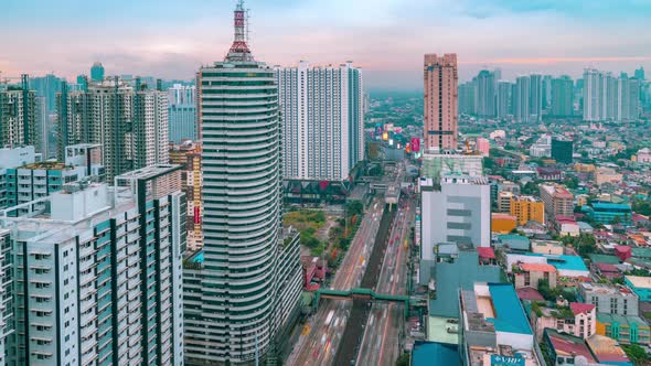 Aerial View Skyline and Skyscapers of Manila City, Philippines, Stock ...