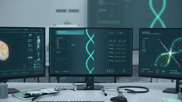 Examination Of Human DNA Helix By High Tech Scanner Software In ...