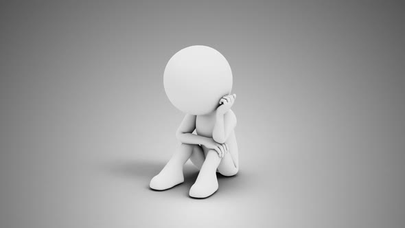 3D Man Depressed Loop With Alpha, Motion Graphics | VideoHive