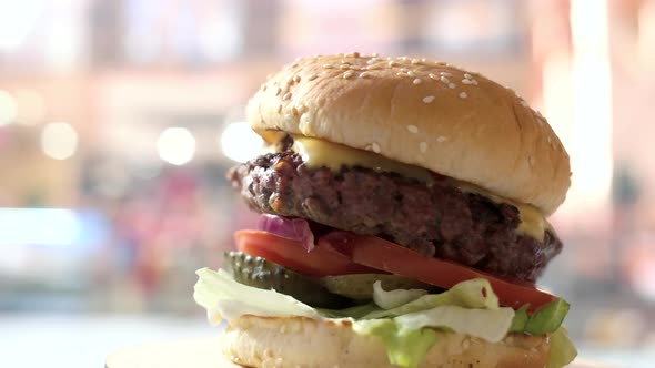 Fresh Cheeseburger Spinning., Stock Footage | VideoHive