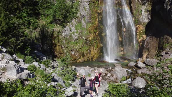 Shot of a Waterfall in Theti National Park in Albania, Stock Footage