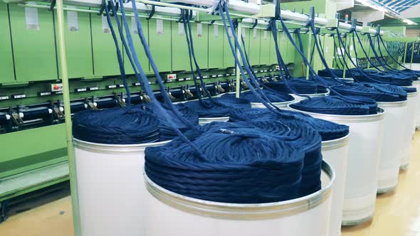 Textile Rolling Machine is Unwinding Hasps of Yarn, Stock Footage ...
