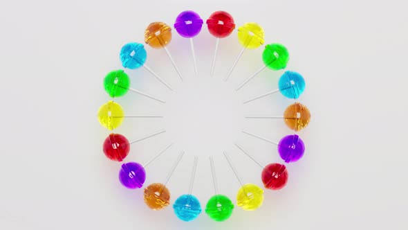 Colorful Looping Pinwheel of 3D Rendered Multicolored Lollipops Over ...