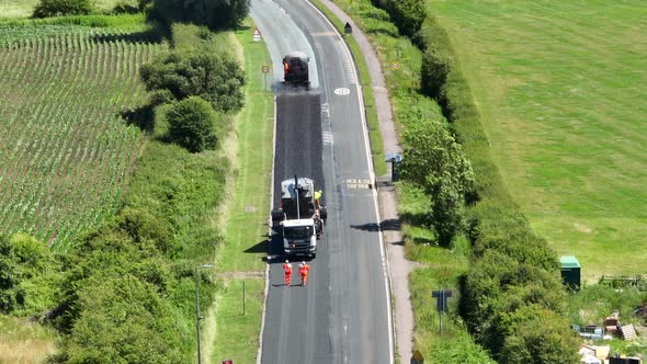 Micro Asphalt Road Resurfacing Process on an English Road, Stock Footage