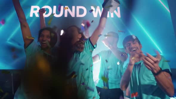 Slow Motion Emotions of Victory the Team of Esports Players Rejoices at ...