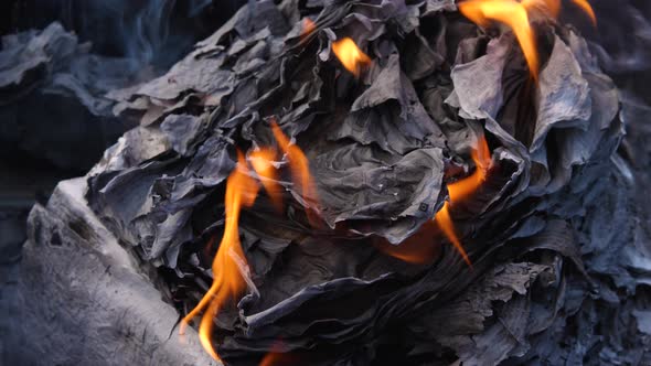 Slowmotion of Sheets of Paper Catching Fire, Stock Footage | VideoHive