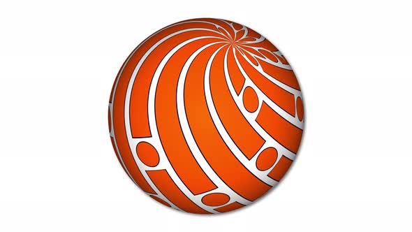 Stripy line attached on a sphere. Stripy sphere animated on white ...