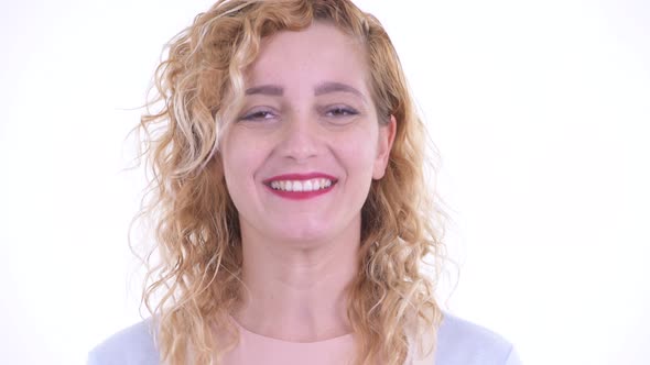 Face of Happy Beautiful Blonde Woman Nodding Head Yes, Stock Footage