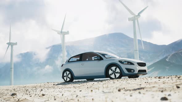 Windmills and electric car, Stock Footage | VideoHive