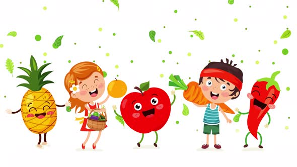 Concept Of Healthy Eating With Funny Characters, Motion Graphics ...