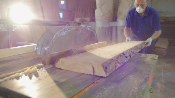 Cutting wood in the carpentry workshop, Stock Footage | VideoHive