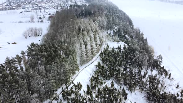 Juniper valley, viewing area of Kaunas lagoon in winter season during ...