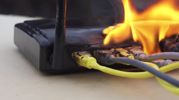 Burning Internet Cable Due to High Congestion, Stock Footage | VideoHive