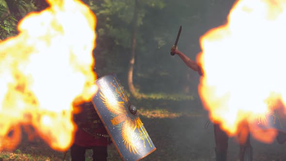 Roman soldiers attacking in ultra slow motion, Stock Footage | VideoHive