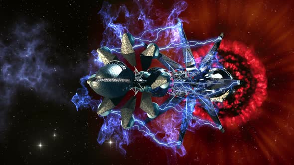 Futuristic Spaceship Warp Drive Opening A Wormhole, Motion Graphics