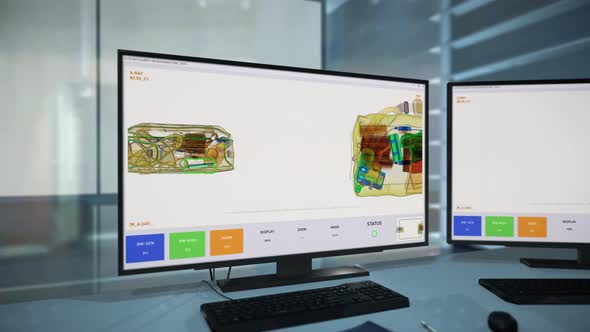 Modern Scan System has detected a prohibited item in a passenger`s ...