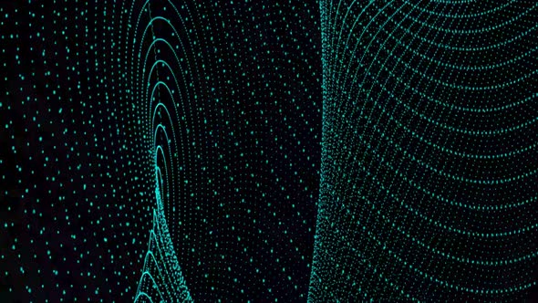 cyan color particle wave background animation. Vd 1091, Motion Graphics
