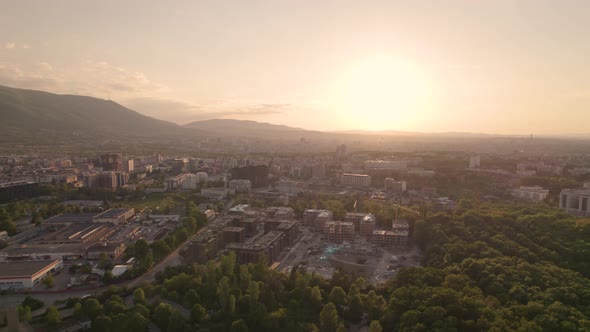 Sunset Landscape of City Park in Sofia Bulgaria Skyline Horizon, Stock ...